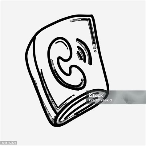 Ikon Vektor Buku Telepon Gambar Ilustrasi Sketsa Garis Gambar Tangan