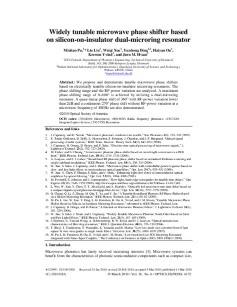 Pdf Widely Tunable Microwave Phase Shifter Based On Silicon On