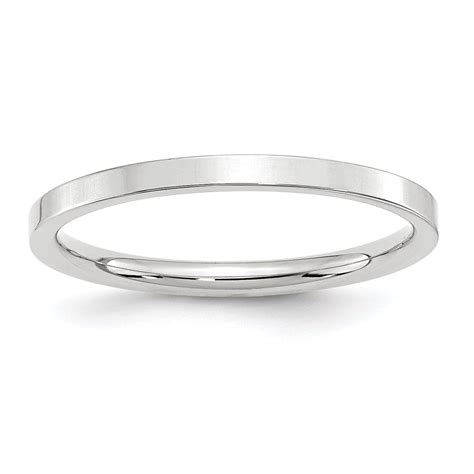 Primal Gold 10 Karat White Gold 2mm Standard Flat Comfort Fit Band Size