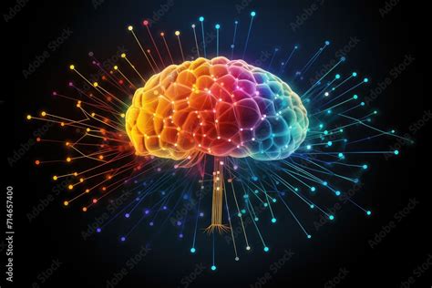 Human Brain Colorful Neuronal Fire Colored Neuronal Network