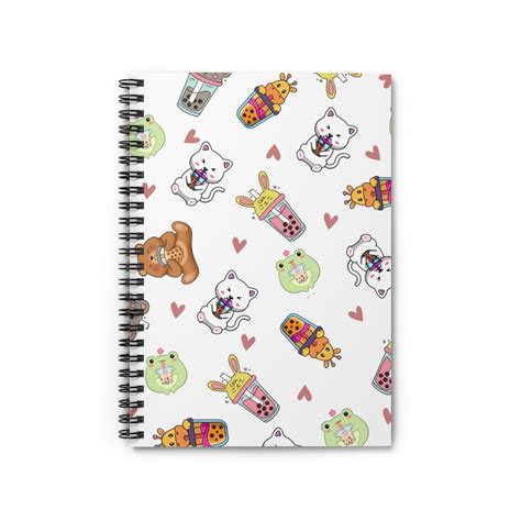 Boba Tea Notebook Bubble Milk Tea Spiral Notebook Kawaii Etsy