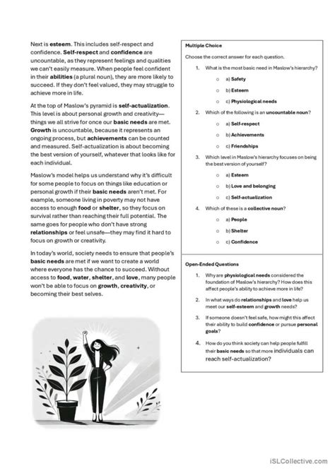 Maslows Hierarchy Of Needs Uncount English ESL Worksheets Pdf Doc