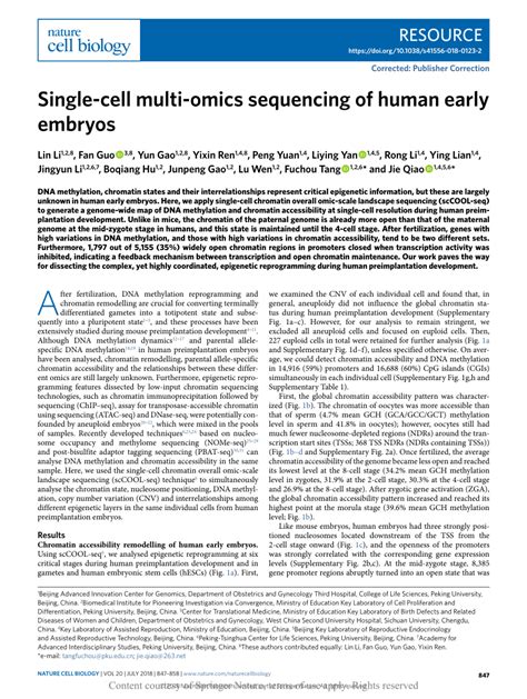 Single Cell Multi Omics Sequencing Of Human Early Embryos Request PDF