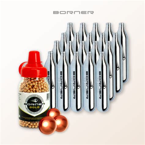 Комплект: Баллончик газовый для пневматики СО2 Borner 12 г, 20 шт ...