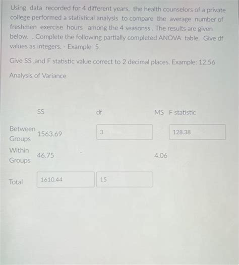 solved using data recorded for 4 different years the health