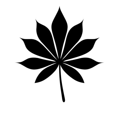 Cassava Leaf Silhouette Isolated On A White Background Vector