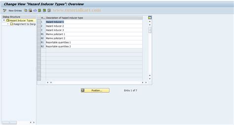 HMCA SAP Tcode EHS DGM Hazard Inducer Types