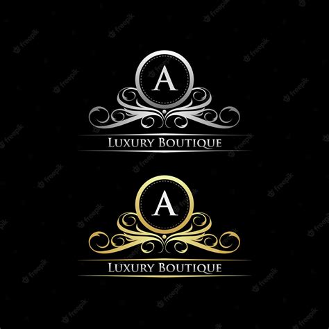 로얄 골드 및 실버 럭셔리 부티크 로고 프리미엄 벡터