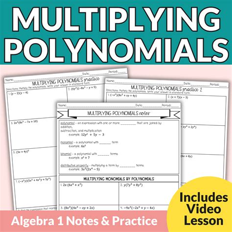 Multiplying Polynomials With Application Problems Notes Worksheets Algebra Lindsay Bowden