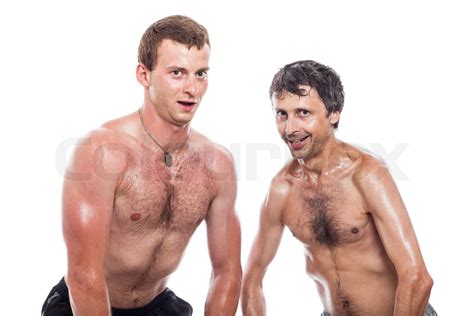 Funny Shirtless Men Posing Stock Image Colourbox