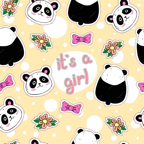 Premium Vector Seamless Colorful Pattern With Cute Pandas Flowers
