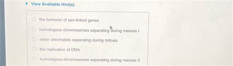 Solved View Available Hint S The Behavior Of Sex Linked Chegg Com