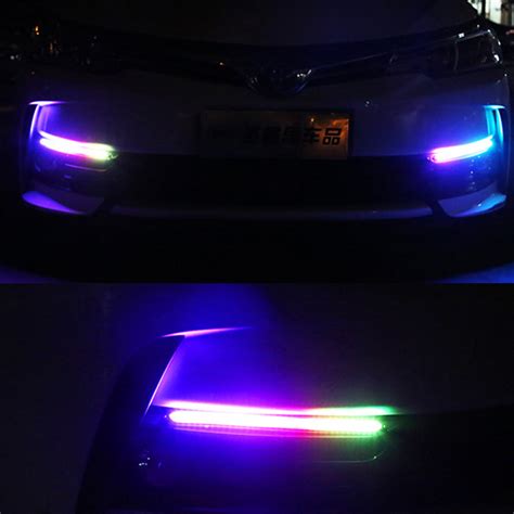 2PCS RGB Car LED Daytime Running Light Waterproof Headlight Strip Rgb