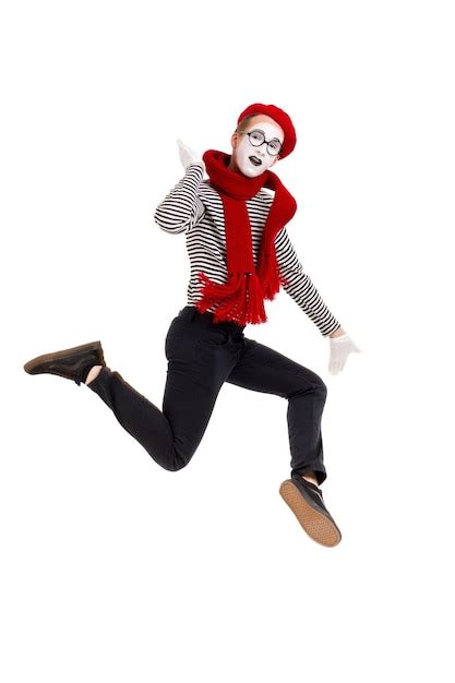 Premium Photo Mime Woman Artist Looking At Camera