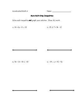 Worksheet Solving And Graphing Multi Step Inequalities Day