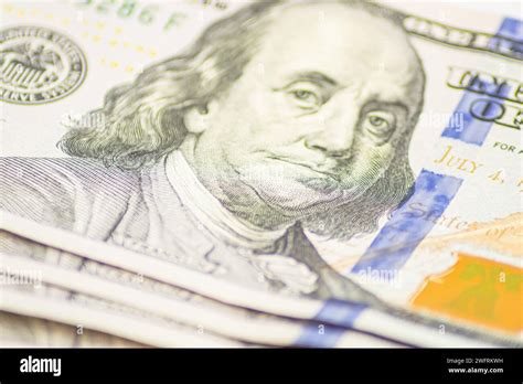 Dollars Closeup Benjamin Franklins Portrait On One Hundred Dollar