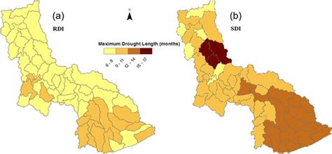 Spatial Distribution Of Maximum Drought Length Calculated From A Rdi Download Scientific