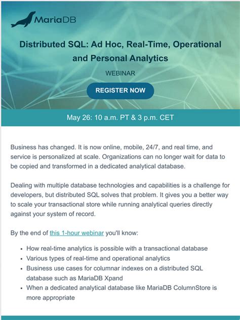 Mariadb Distributed Sql Ad Hoc Real Time Operational And Personal