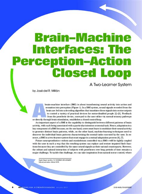 Pdf Brain Machine Interfaces The Perception Action Closed Loop A