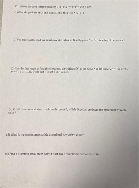 Solved 2 Given The Three Variable Function