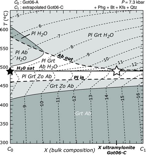 T X Bulk Composition Pseudosection Calculated Between Bulk Rock Download Scientific Diagram
