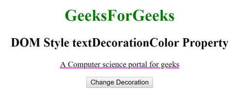 HTML DOM 样式 textDecorationColor 属性 码农参考