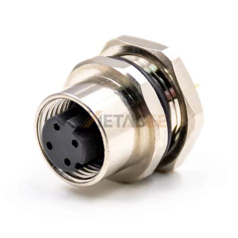 M12 4 Pin D Coded Ethernet Bulkhead Connector For Pcb Mount Metabeeai