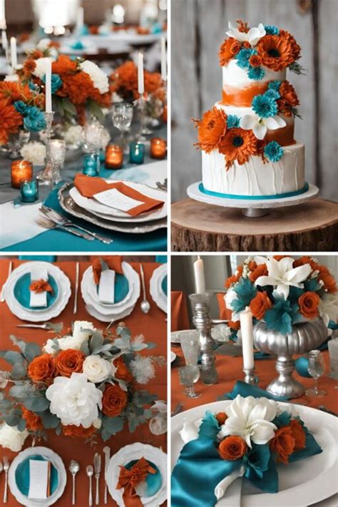 Burnt Orange And Teal Wedding Color Ideas With Silver Accents