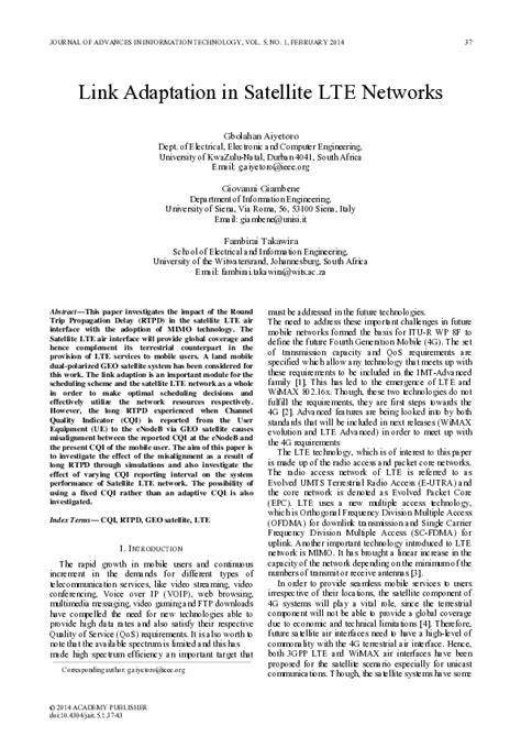 pdf link adaptation in satellite lte networks
