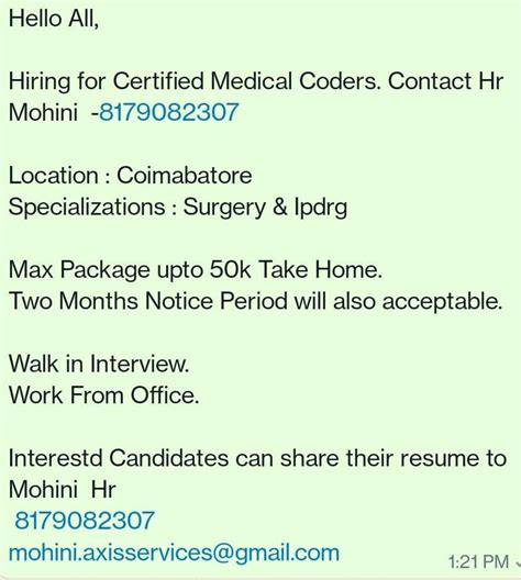 Mohini Bhavani Hr On Linkedin Hiring Hiringimmediately Chennaiopenings Chennaijobs