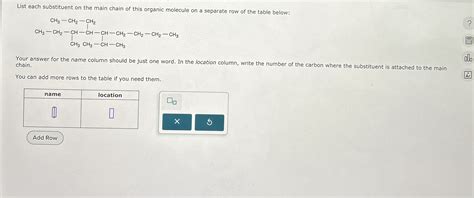 Solved By An Expert List Each Substituent On The Main Chain Of This