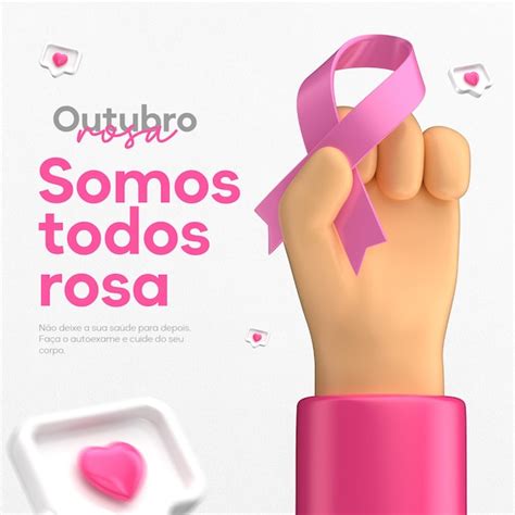 Redes Sociales Para Octubre Rosa En Representación 3d Para La Campaña