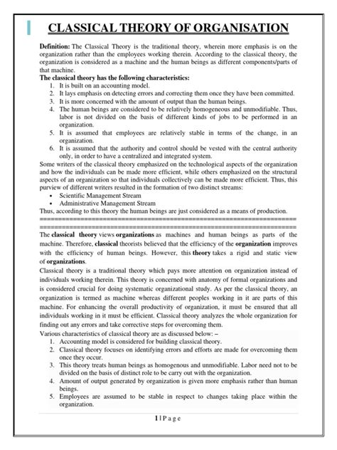 Classical Theory Of Organisation Pdf