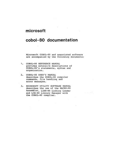 Microsoft Cobol 80 Compiler Bracket Free 30 Day Trial Scribd
