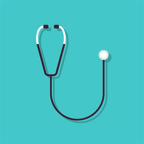 간단한 청진 기 평면 벡터 아이콘 디자인 프리미엄 벡터