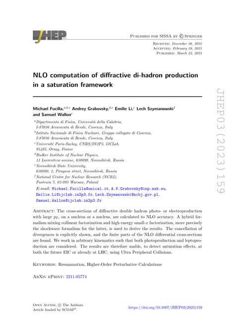 Pdf Nlo Computation Of Diffractive Di Hadron Production In A