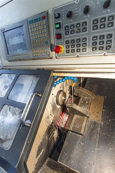 Milling Metalworking Process Industrial Cnc Metalworking With Vertical Mill Stock Image Image