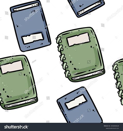 Cute Cartoon Notebooks Doodles Seamless Border เวกเตอรสตอก ปลอดคาลขสทธ