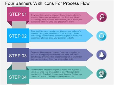 Four Banners With Icons For Process Flow Flat Powerpoint Design