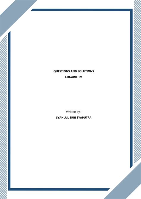 Questions And Solutions Logarithm Pdf