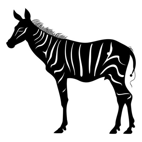 Simple Black And White Silhouette Of A Zebra Premium Ai Generated Vector