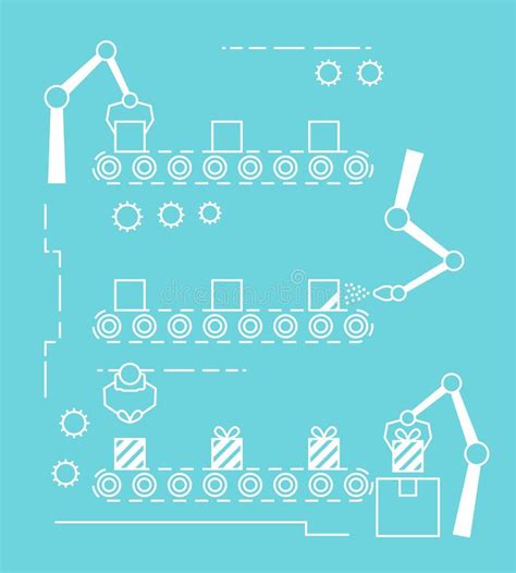 Thin Line Style Assembly Line Stock Vector Illustration Of Outline Automatic 91131266
