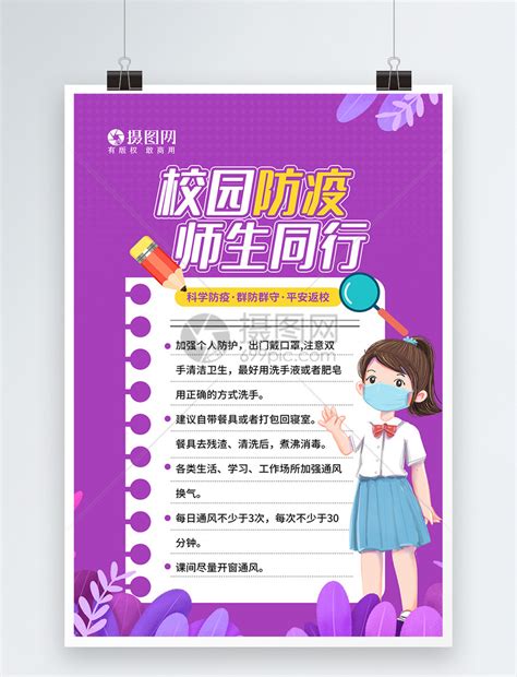 开学返校防疫指南海报模板素材 正版图片401709145 摄图网