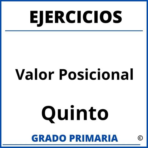 Ejercicios De Valor Posicional Para Sexto Grado