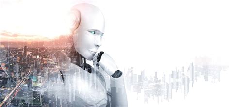 Premium Photo Thinking Ai Humanoid Robot Analyzing Information Data