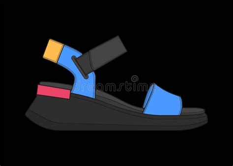 Sandal Vector Illustration With Black Background Summer Shoe Of