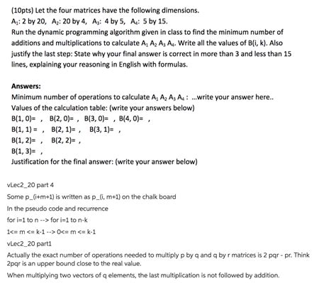 Solved Pts Let The Four Matrices Have The Following Chegg
