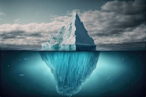 Premium Photo Large White Iceberg Floating Ocean With Underwater View