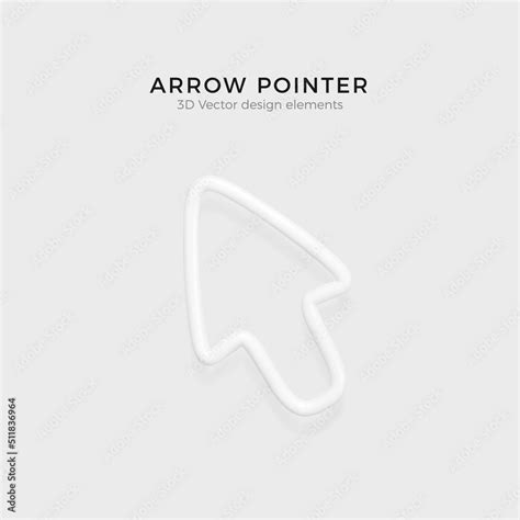 White Arrow Pointer In Realistic Cartoon Style 3d Cursor Symbol With