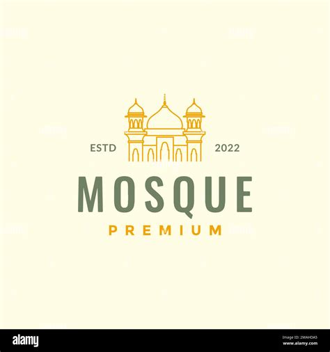 Mosque Dome Pray Muslim Religion Lines Minimalist Hipster Logo Design